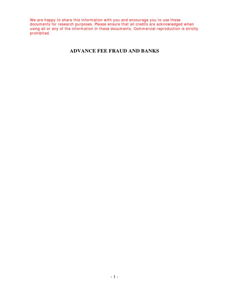Advance Fee Fraud and Banks | PDF | Fraud | Fee