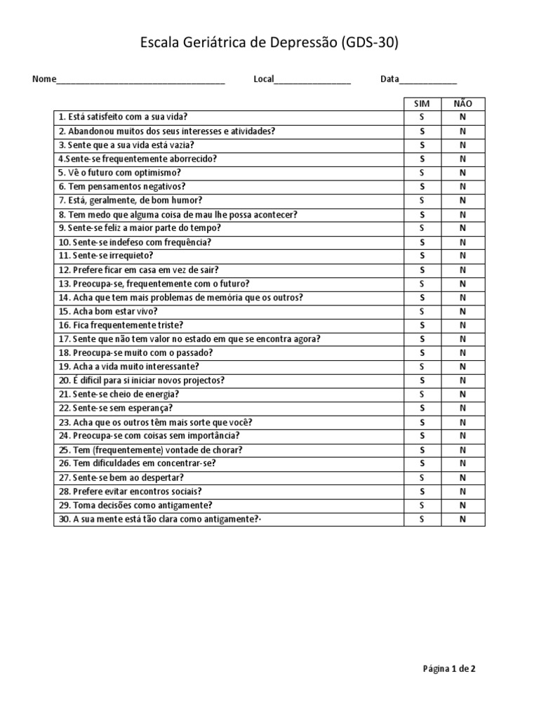 GDS 30 | PDF | Depressão | Science