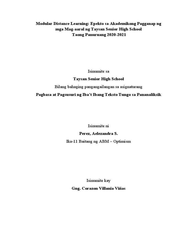 Research in Pagbasa at Pagsusuri | PDF