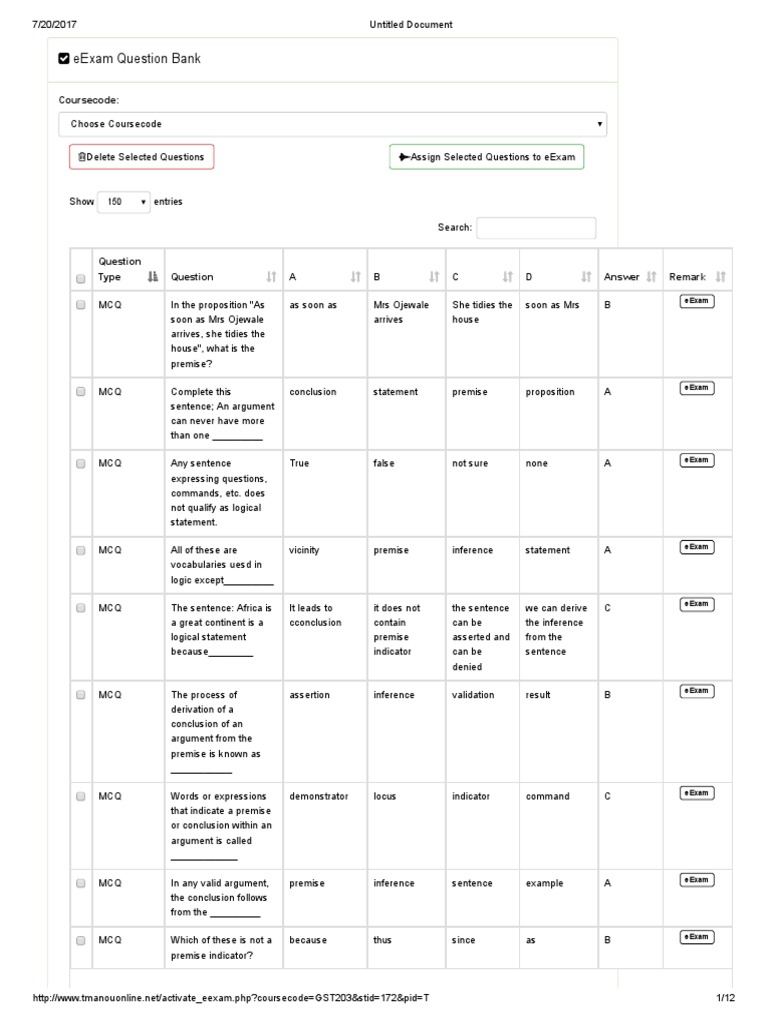 GST203 Logic | PDF | Inference | Logic