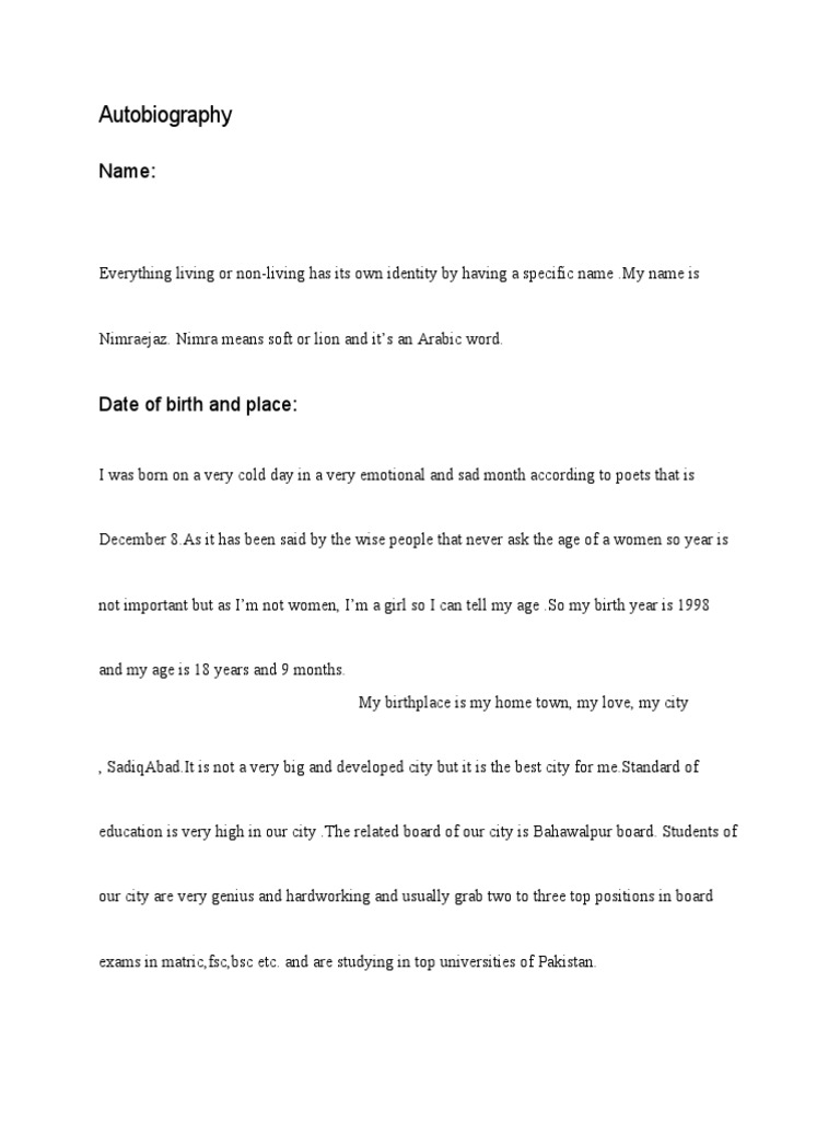 Autobiography: Name | PDF