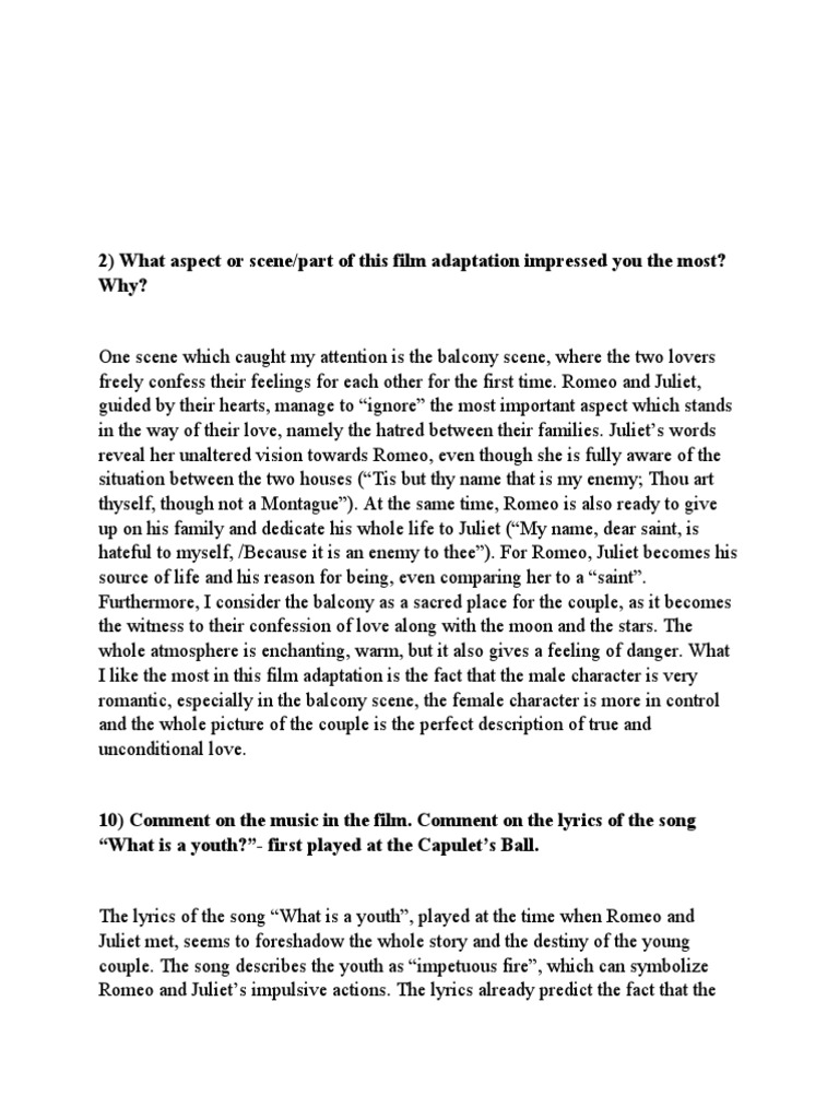 2) What Aspect or Scene/part of This Film Adaptation Impressed You The ...