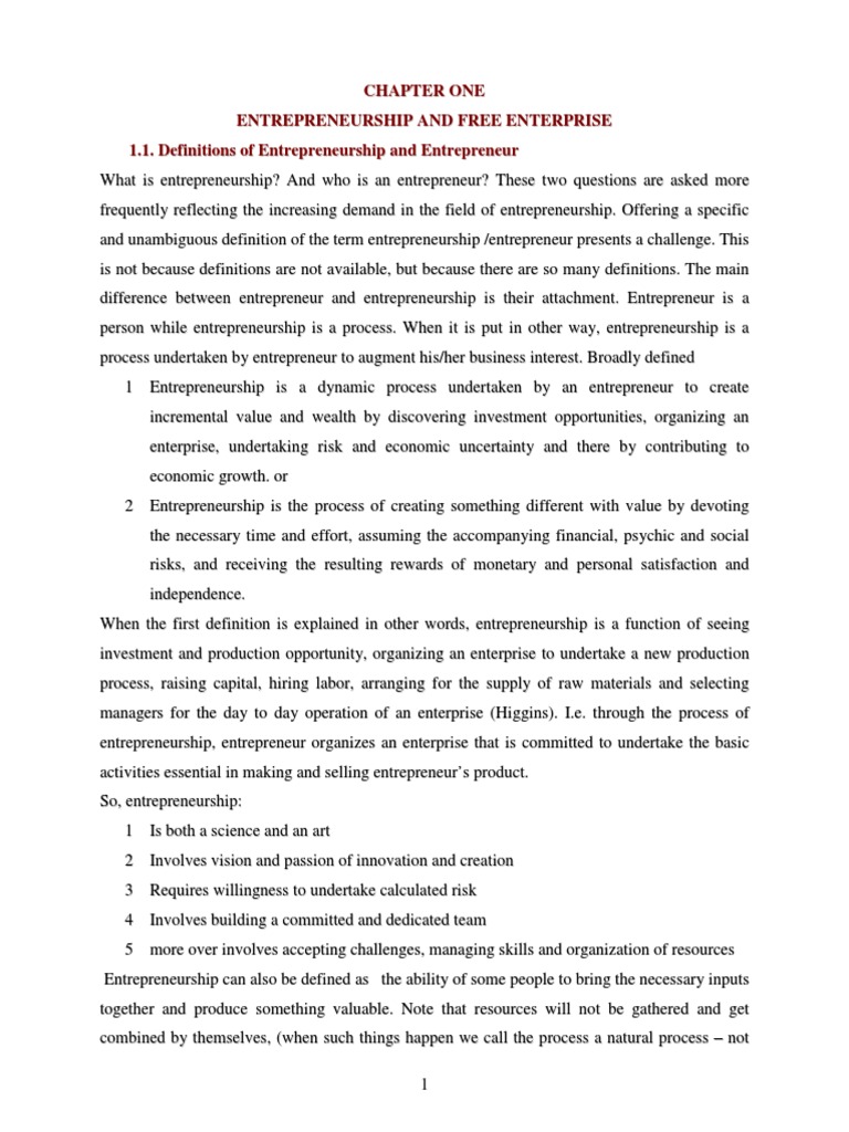 Entrepreneurship Chapter One | PDF | Entrepreneurship | Innovation