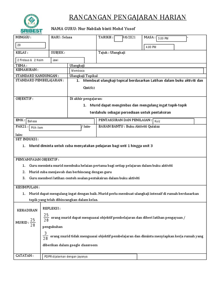 RPH Jawi 2F (29 Jun 2021) | PDF