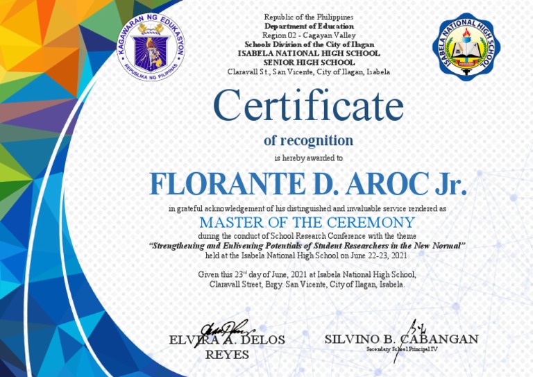 Aroc Certificate of Recognition | PDF