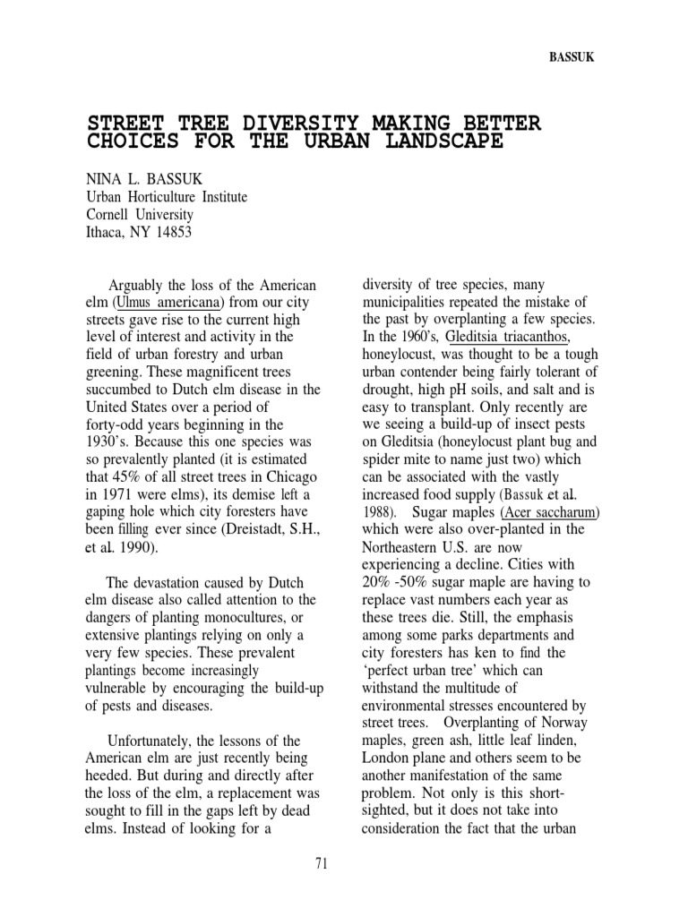 Street Tree Diversity Making Better Choices For The Urban Landscape