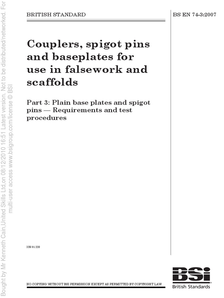Base Plate and Spigot Pin Test Requirements | PDF | Scaffolding | Pipe ...