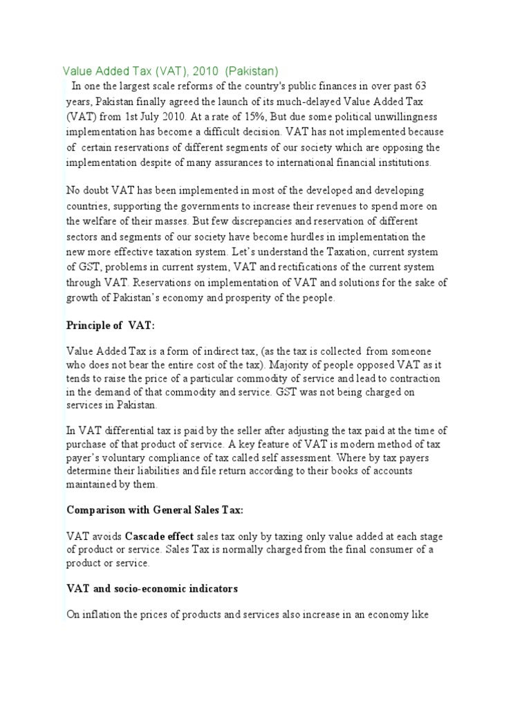 Value Added Tax in Pakistan | PDF | Value Added Tax | Taxes