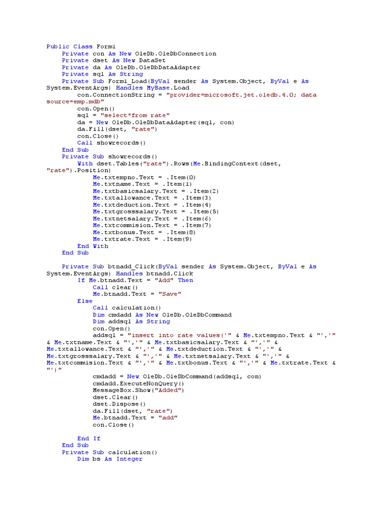 Public Class Form1 | PDF | Information Technology Management | Data ...