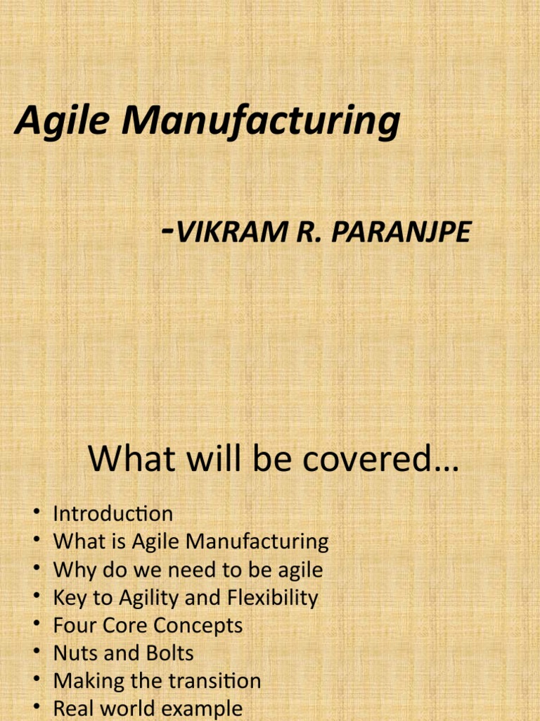 Agile Manufacturing - : Vikram R. Paranjpe | PDF | Agile Software ...