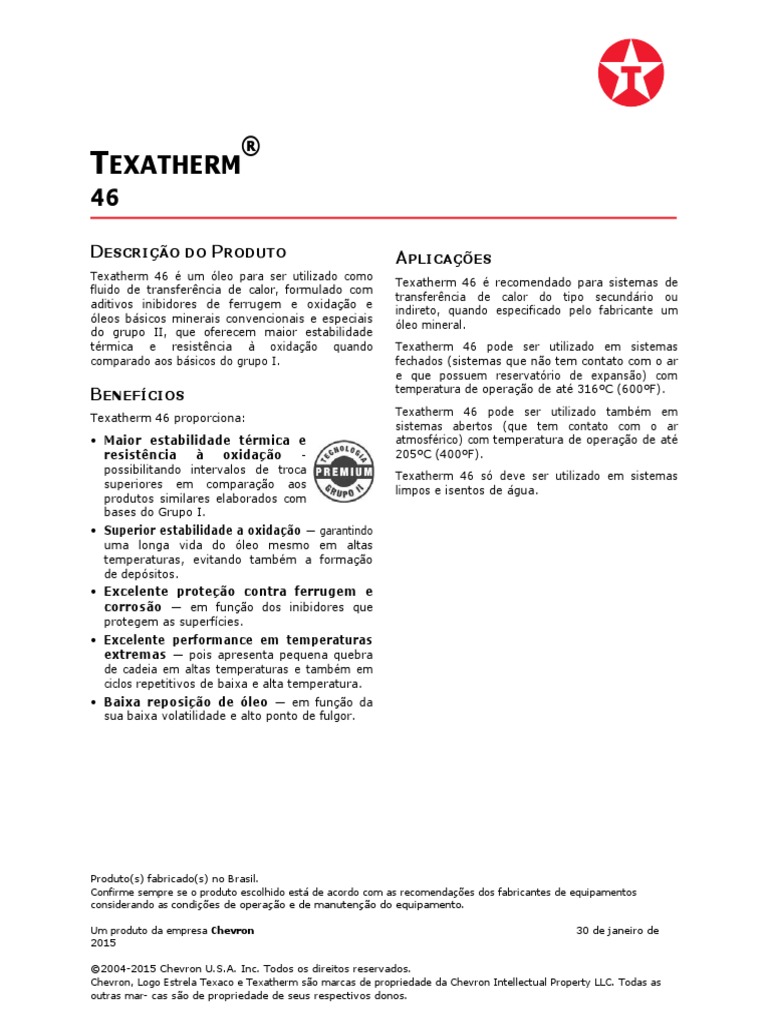 Texatherm 46 | Download grátis PDF | Temperatura | Transferência de calor