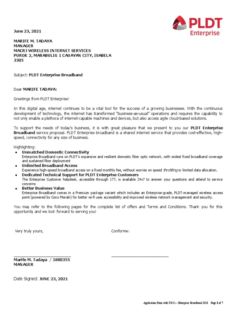 PLDT Proposal 500mbps and Above (Original) | PDF | Internet Access ...