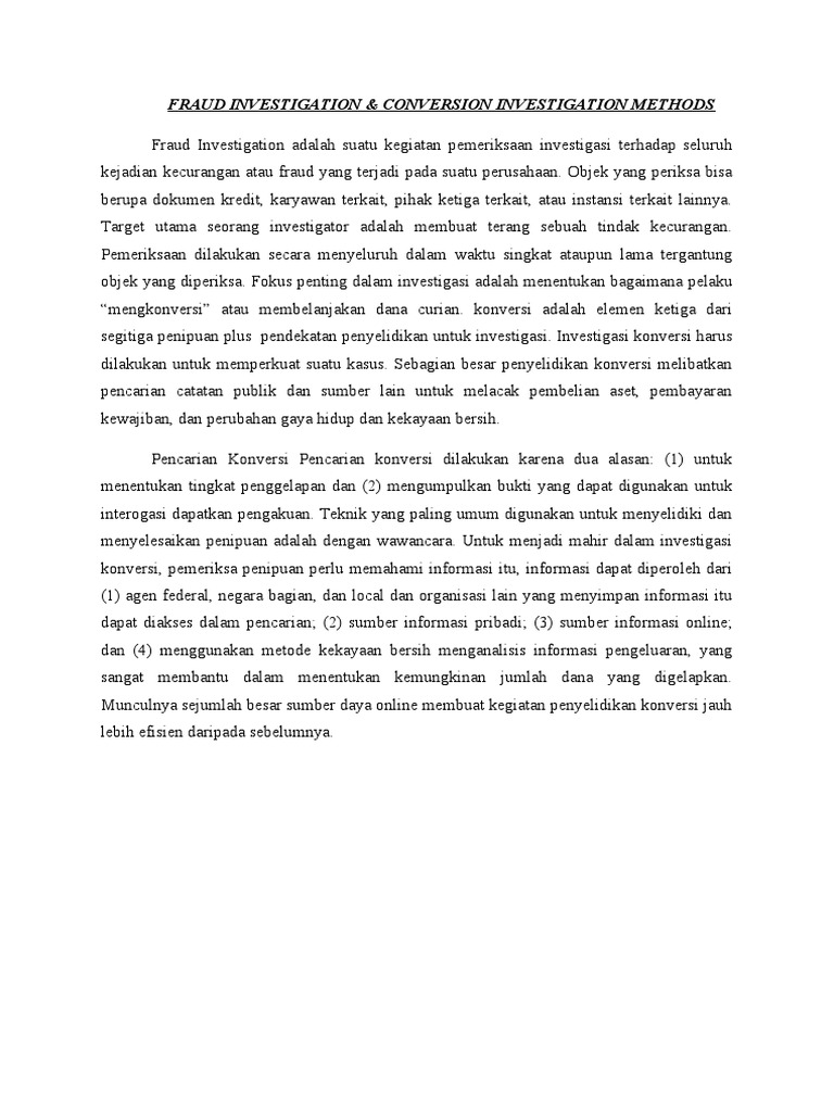 Fraud Investigation & Conversion Investigation Methods | PDF