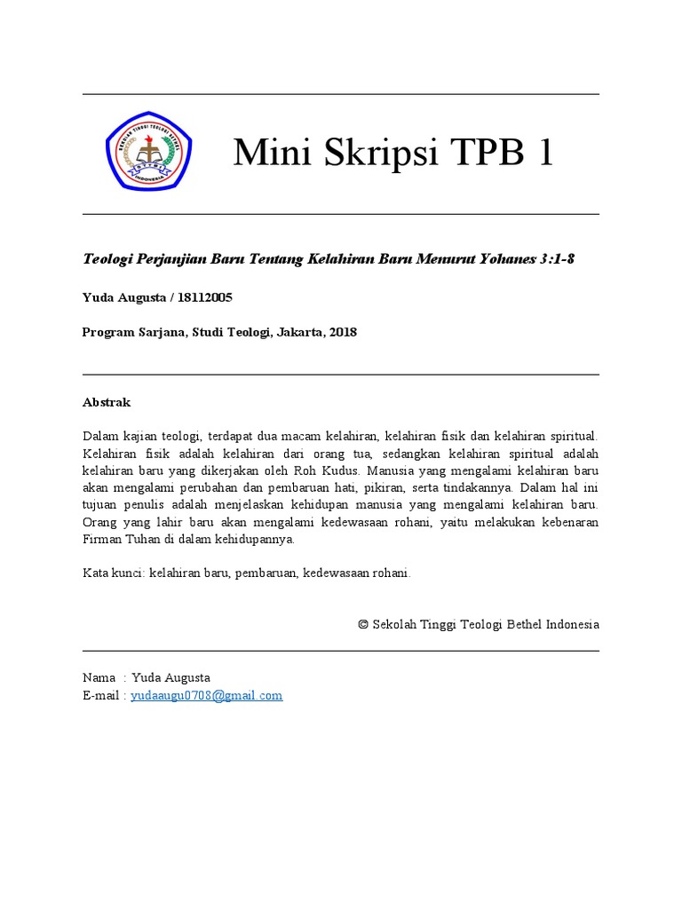 Mini Skripsi TPB 1 - Yuda Augusta - 18112005 | PDF | Filsafat | Sains ...