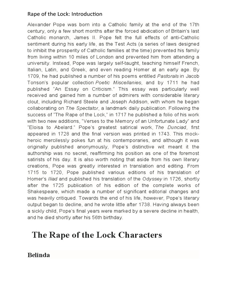 ENG Poetry Rape of The Lock | PDF | Alexander Pope | Poetry