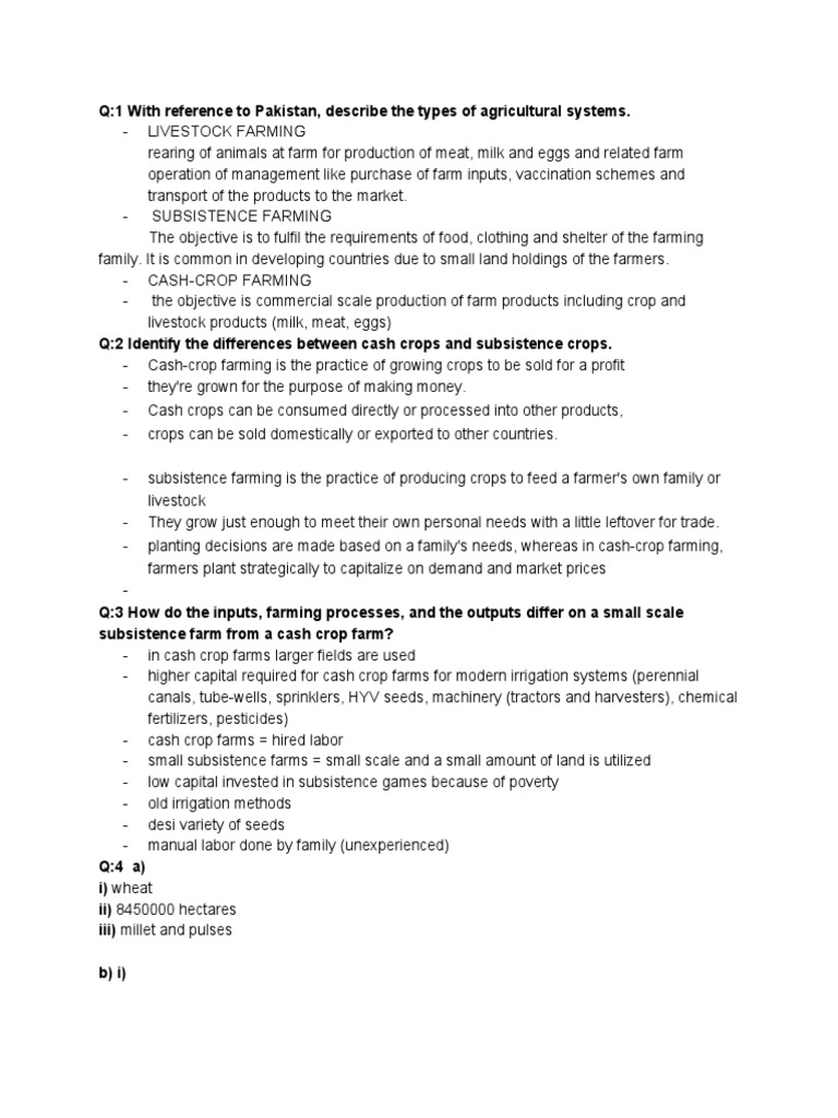 Agriculture Exercise Questions 2059/02 | PDF | Cash Crop | Farms