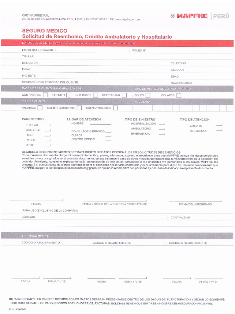 Formato Reembolso Mapfre | PDF