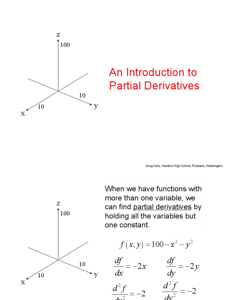 Introduction To Partial Derivatives Pdf