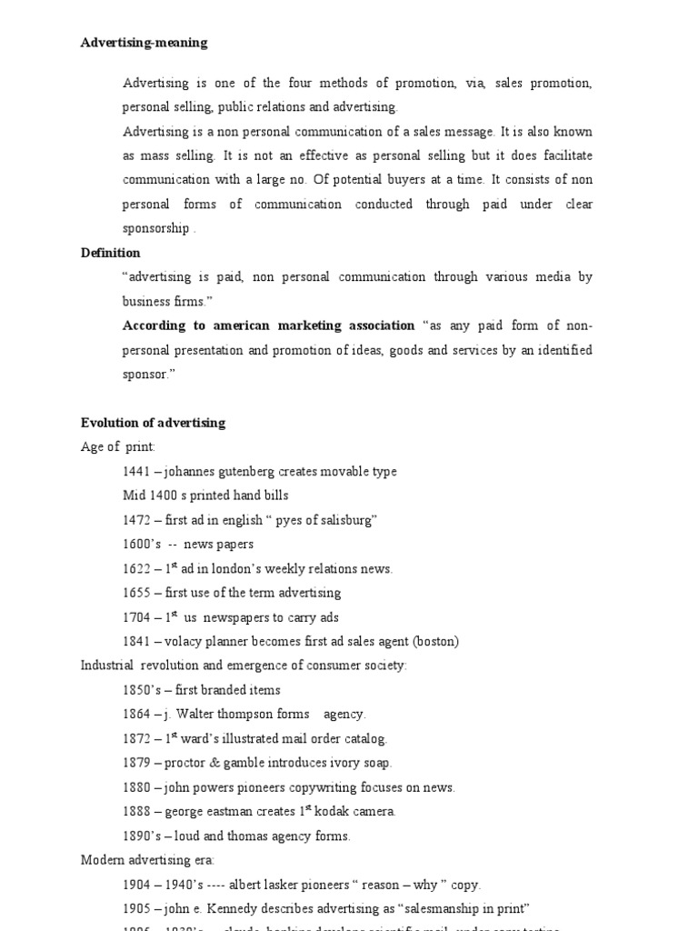 Understanding Advertising: Definitions, Evolution, Functions, Classifications and Types | PDF ...