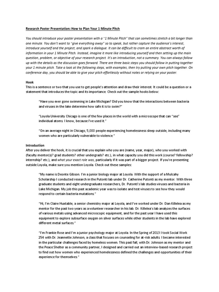 Research Poster Presentation 1 Minute Pitch | PDF | Homelessness ...