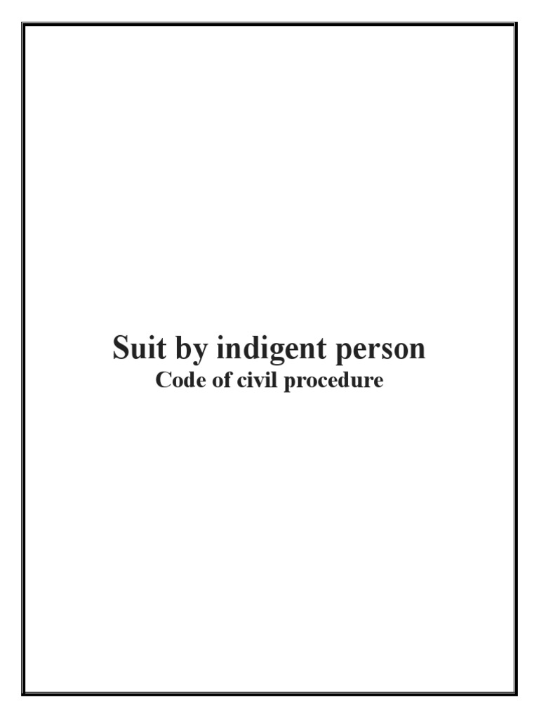 Indigent Persons and Pauper Suits Under CPC | PDF | Lawsuit | Public Law