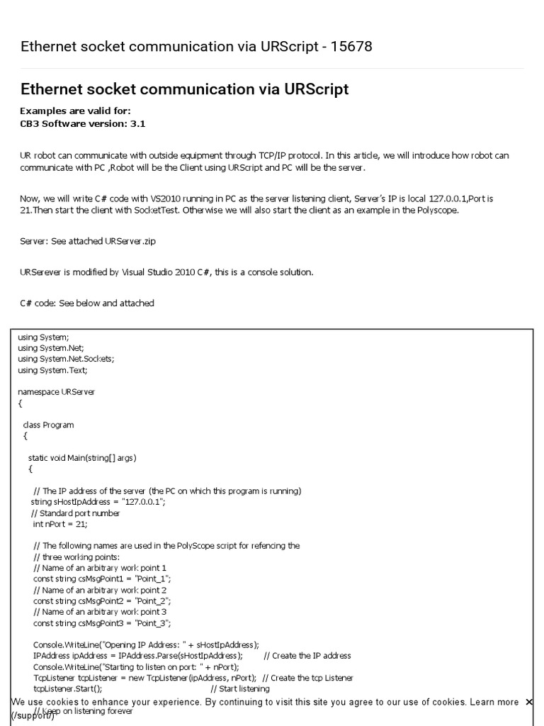 URScript Ethernet Socket Guide | PDF | Network Socket | Port (Computer Networking)