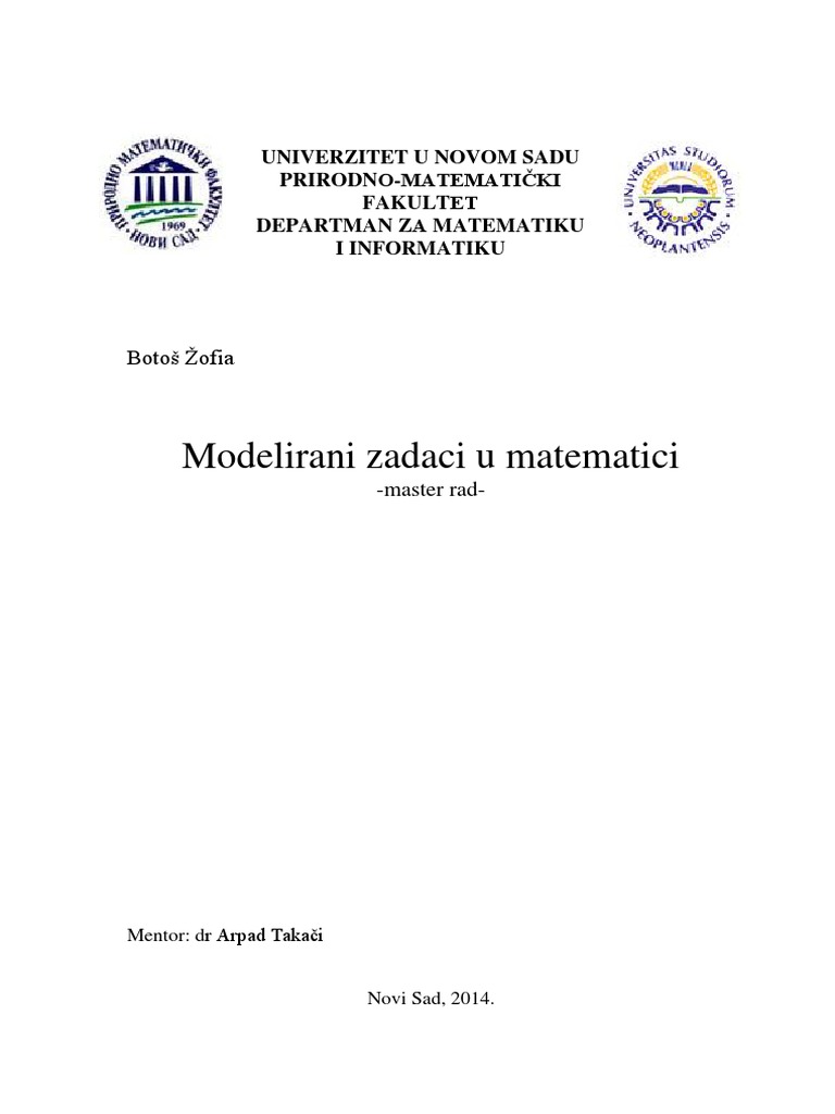 Modelirani Zadaci U Matematici | PDF