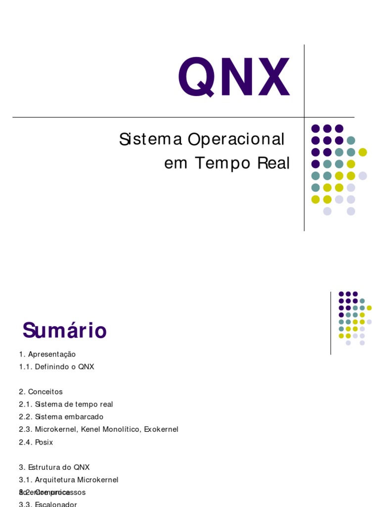 QNX - Sistema Operacional Tempo Real | PDF | Kernel (sistema operacional) | Processo (informática)