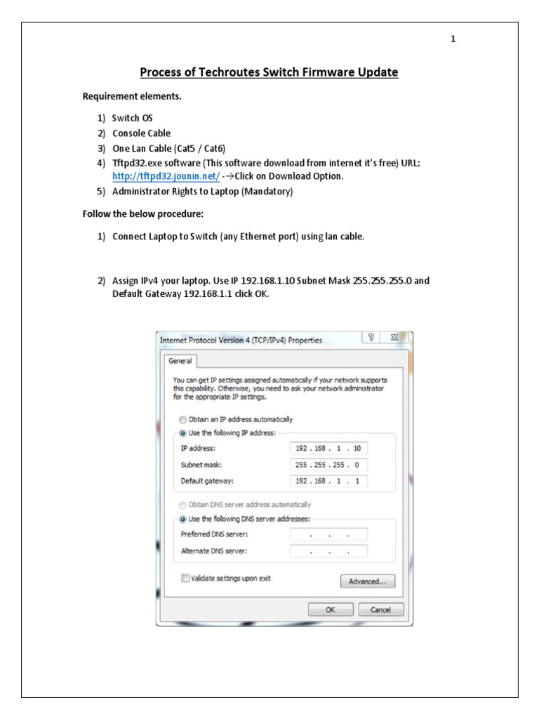 Techroutes Switch Firmware Update Guide | PDF | Ip Address | Internet ...