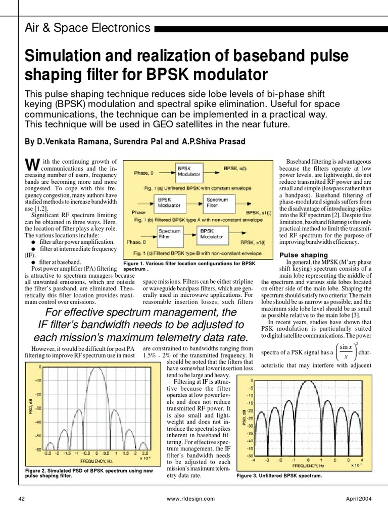 Simulation and Realization of Baseband Pulse Shaping Filter For BPSK Modulator | Download Free ...
