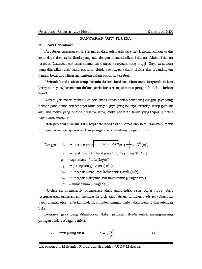 Pancaran Jet Fluida 8888 | PDF | Teknologi & Rekayasa