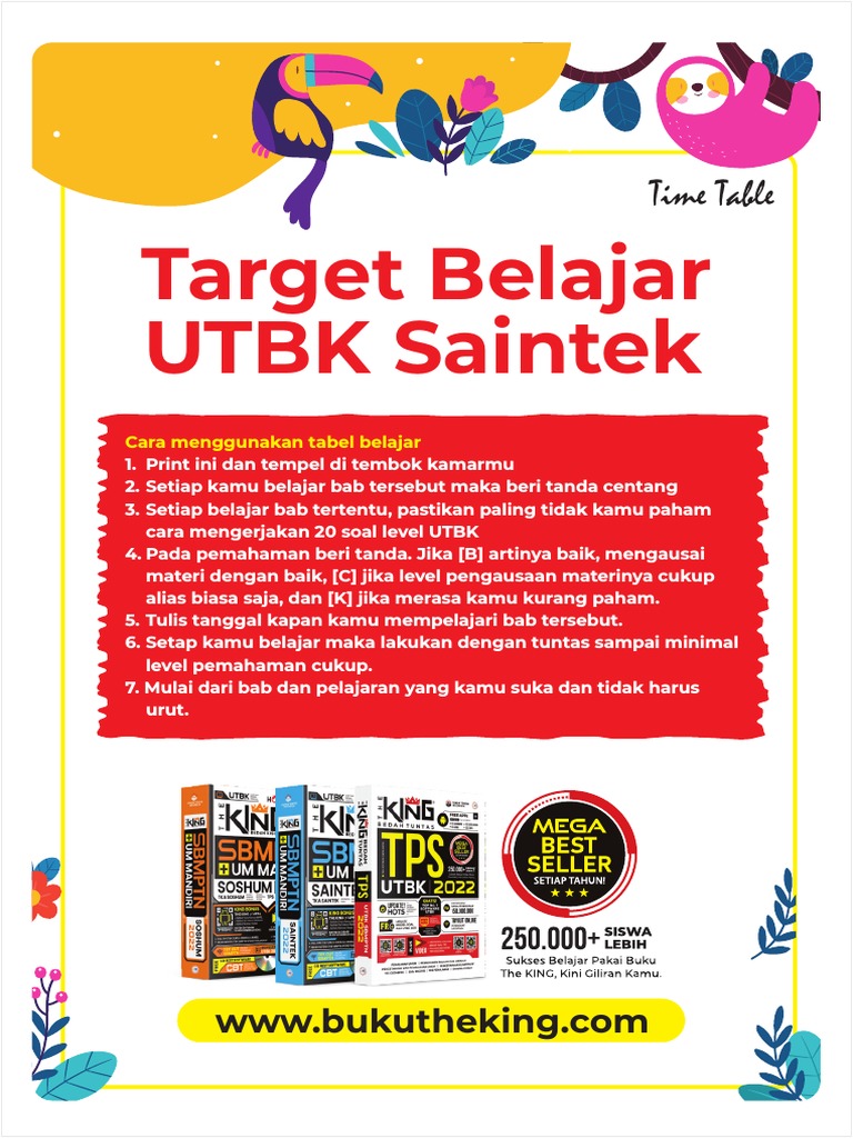 Tabel Target Materi Belajar Utbk Saintek | PDF
