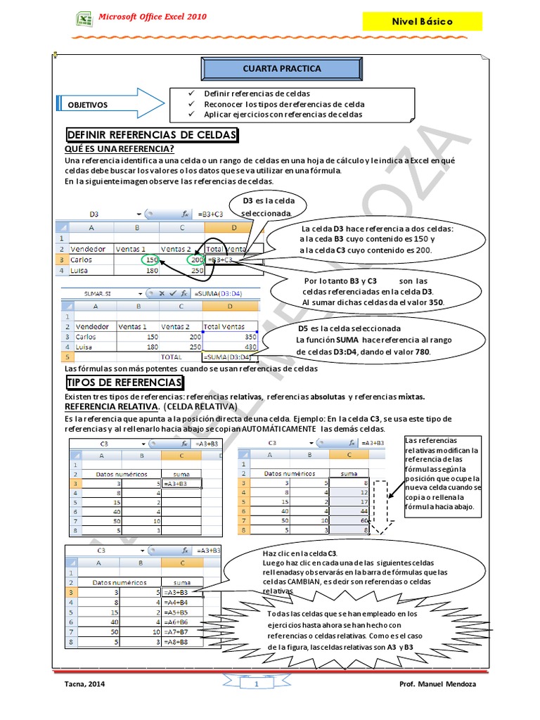 Pract4 Excel 2010 Básico | PDF | Microsoft Excel | Hoja de cálculo