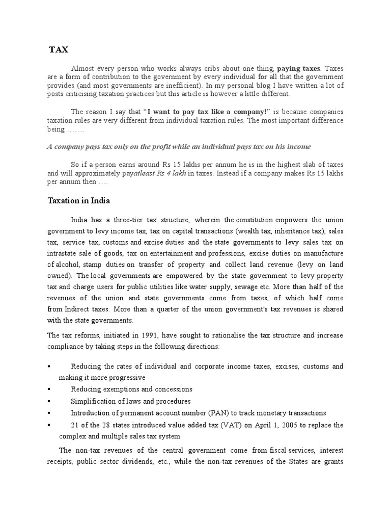 Taxation Project | PDF | Taxes | Corporations