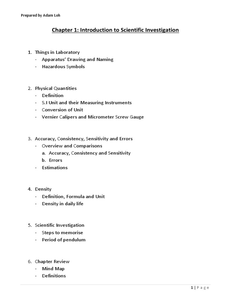 Science Form 1 Chapter 1 Note | PDF | Density | Accuracy And Precision