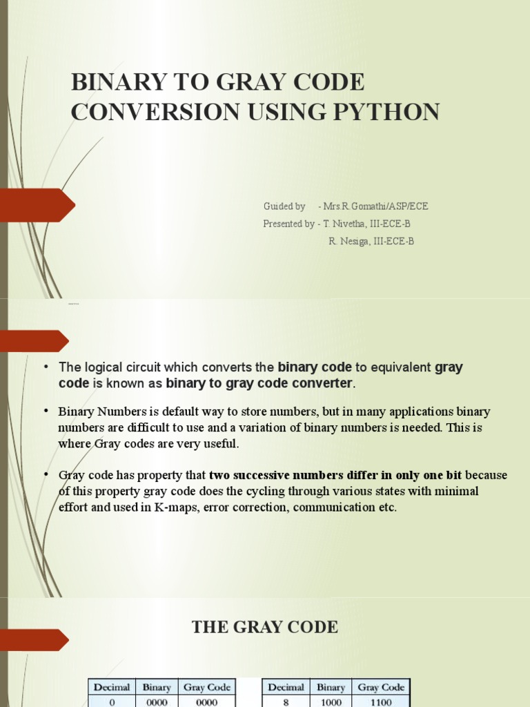 Binary To Gray Code Conversion Using Python Pdf Bit Computer Engineering