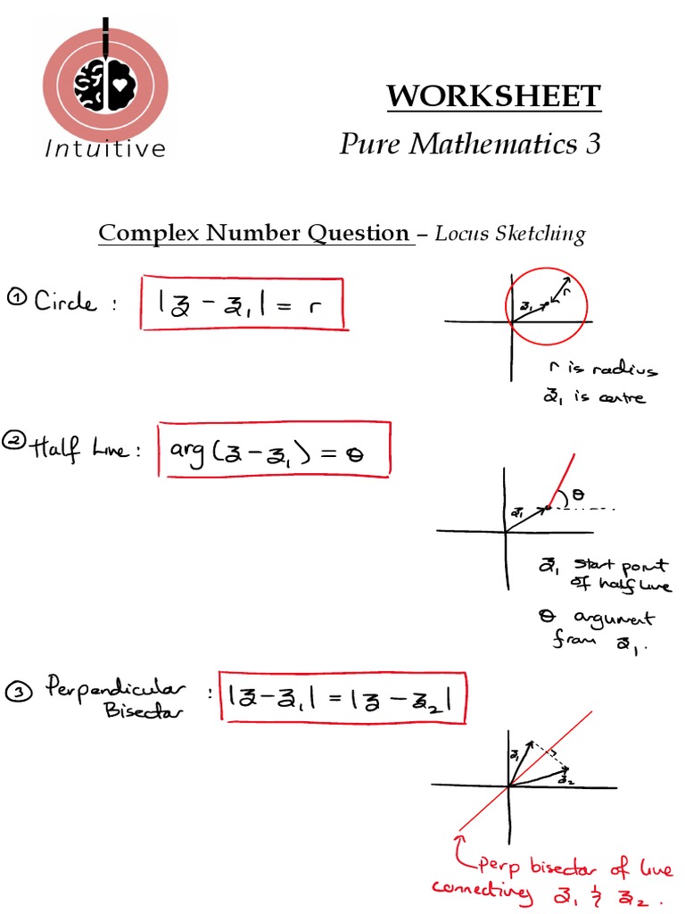 WORKSHEET - Complex Numbers - Locus Sketching | PDF