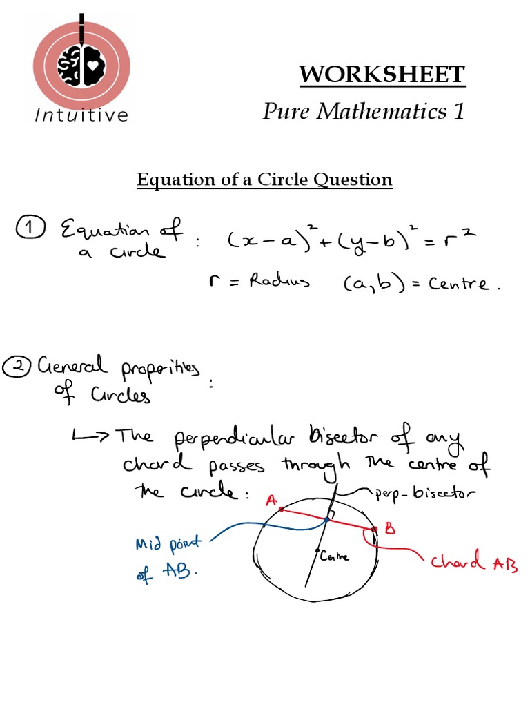 WORKSHEET - Equation of A Circle | PDF