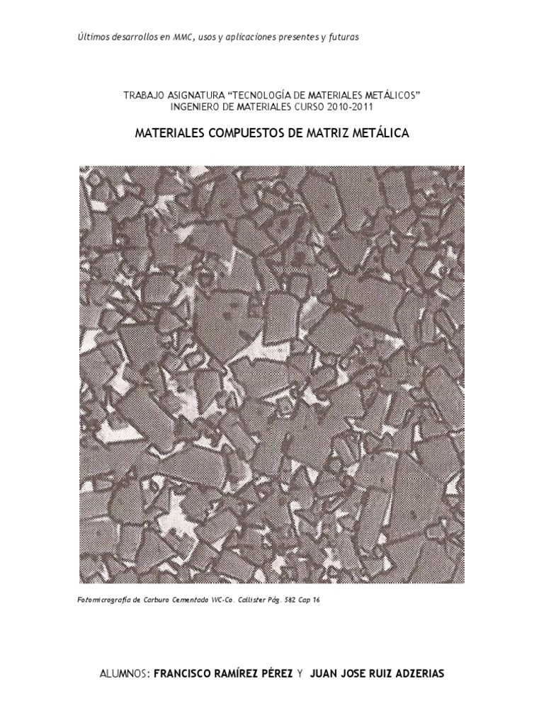 Materiales Compuestos de Matríz Metálica | PDF | Material compuesto ...