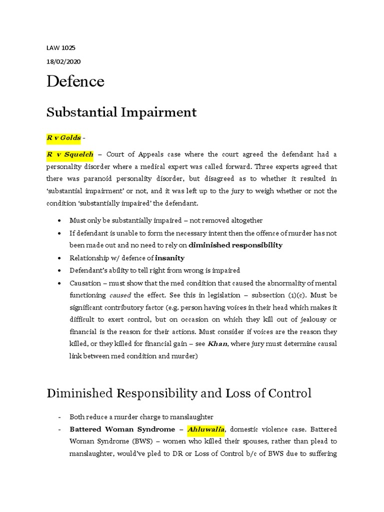 Criminal Law Defence II Notes | PDF | Criminal Law | Common Law