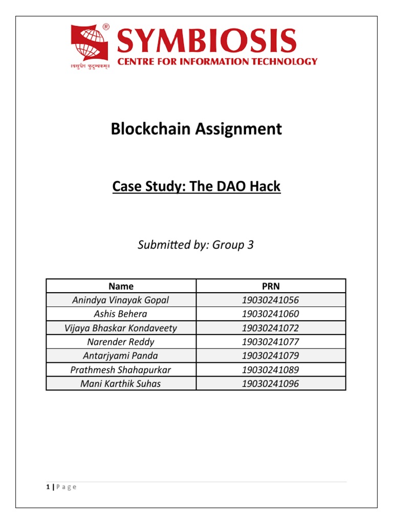 Blockchain Assignment: Case Study: The DAO Hack | PDF | Cryptocurrency | Business