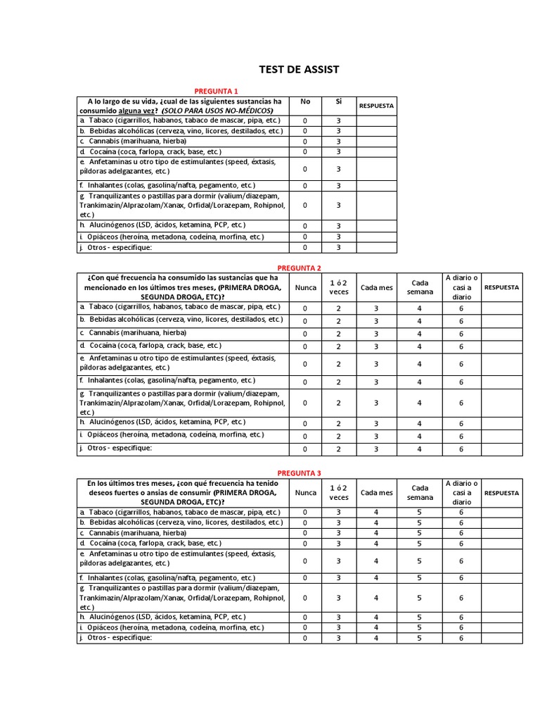 Test de Assist | PDF | Drogas | Cocaína