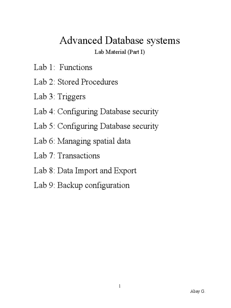 Advanced Database Lab Pdf Database Transaction Microsoft Sql Server 1241