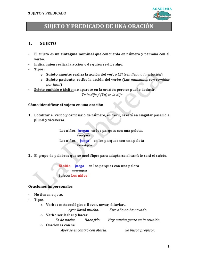 Identificar Sujeto + Predicado | Descargar gratis PDF | Asunto (gramática) | Predicado (Gramática)