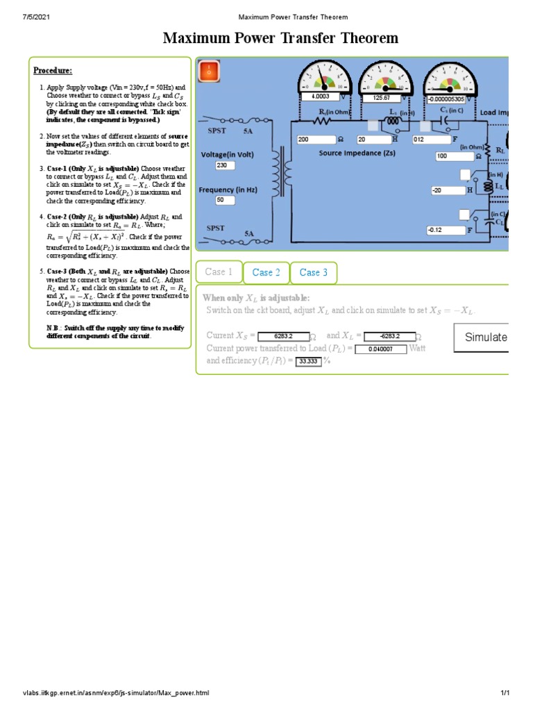 Maximum Power Transfer Theorem Case 1 125274 | PDF | Electric Power ...