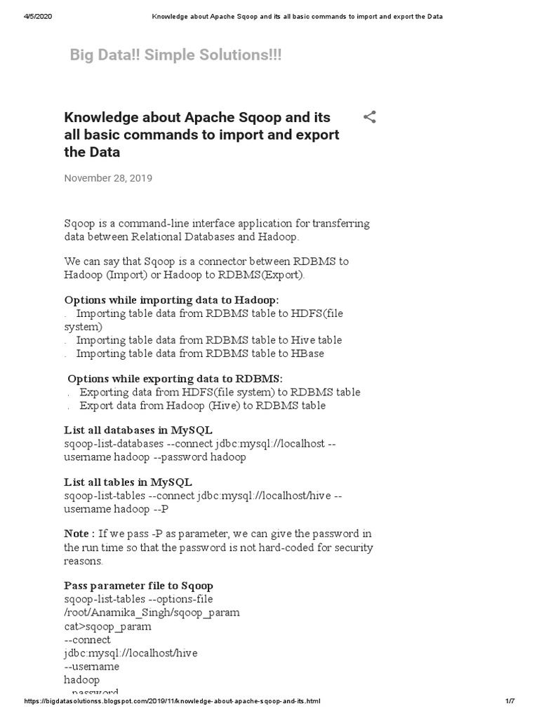 Knowledge About Apache Sqoop and Its All Basic Commands To Import and ...
