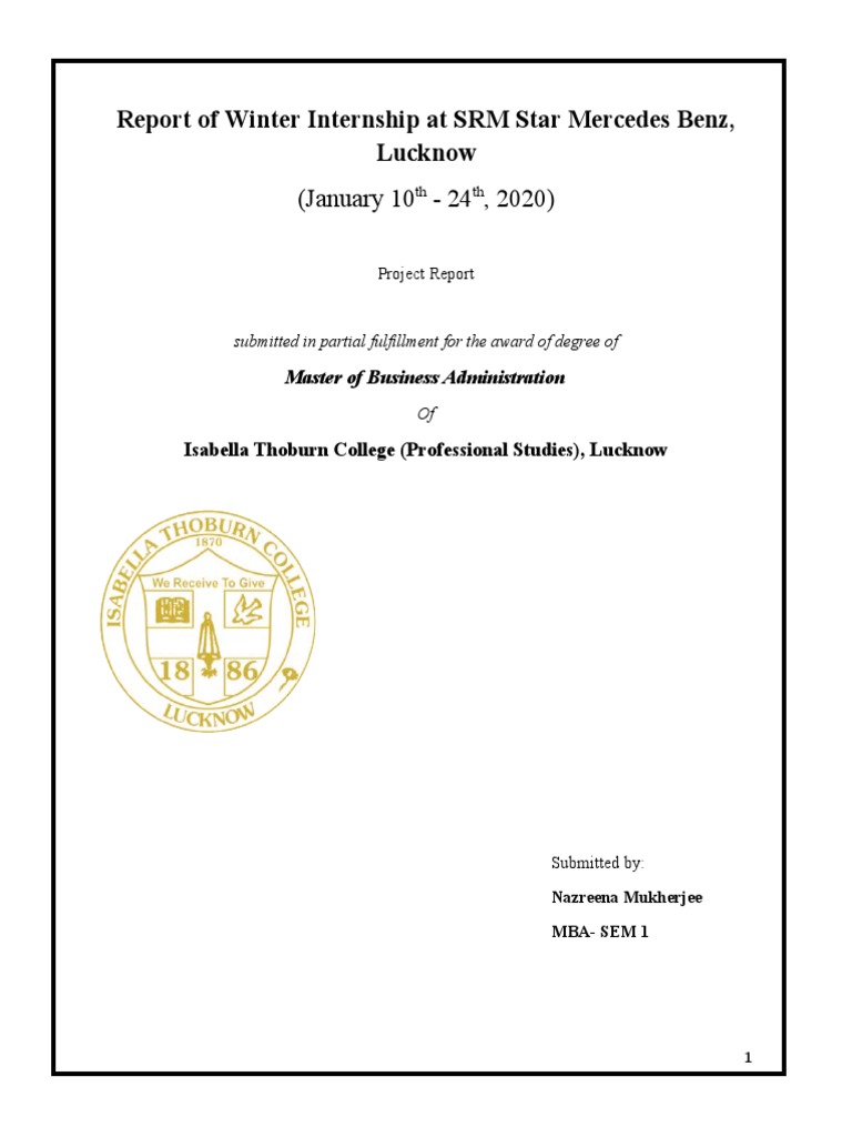 Winter Internship Report at SRM Star Mercedes Benz | PDF | Mercedes Benz | Car