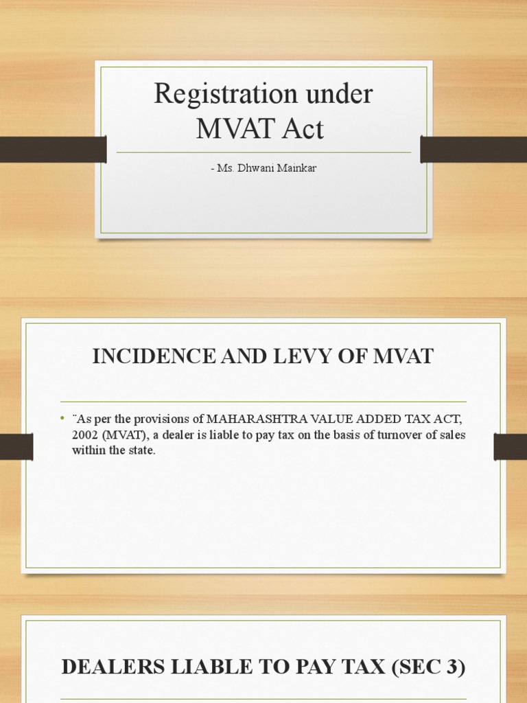 Registration Under MVAT | PDF | Value Added Tax | Taxes
