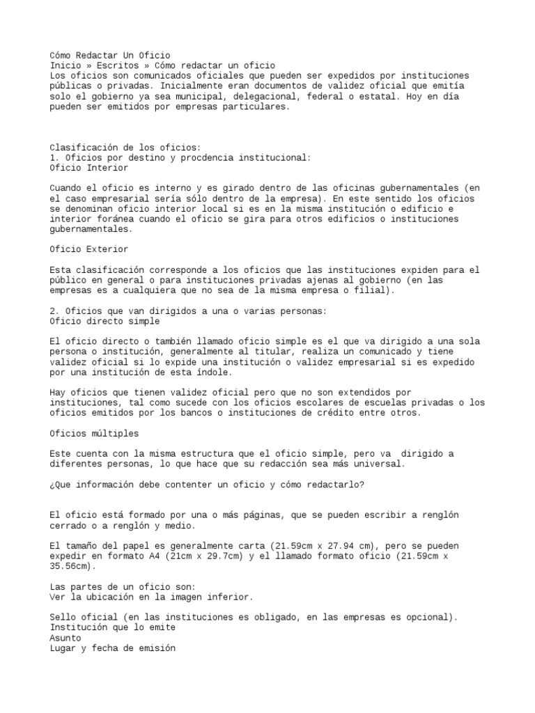 Como Redactar Un Oficio | PDF