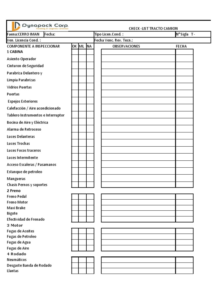 Check List para Camiones | PDF